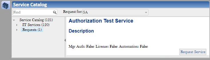 In Service Catalog, Clicking on a Request outside the ‘Request Service ...