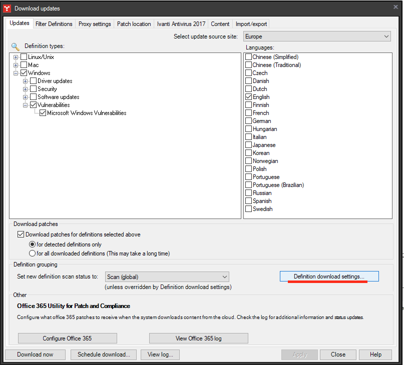 Assign Scan Status to Definitions via Rule in EPM