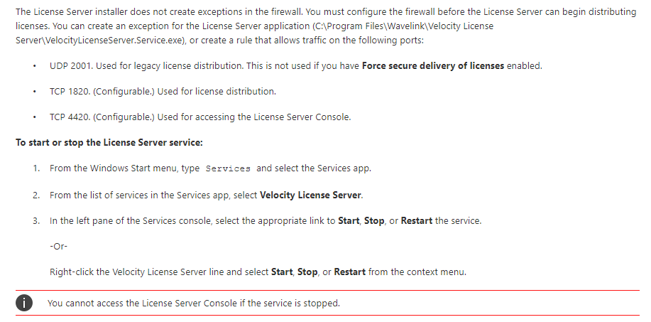 Ivanti Velocity License Server Basic Setup and other Tips