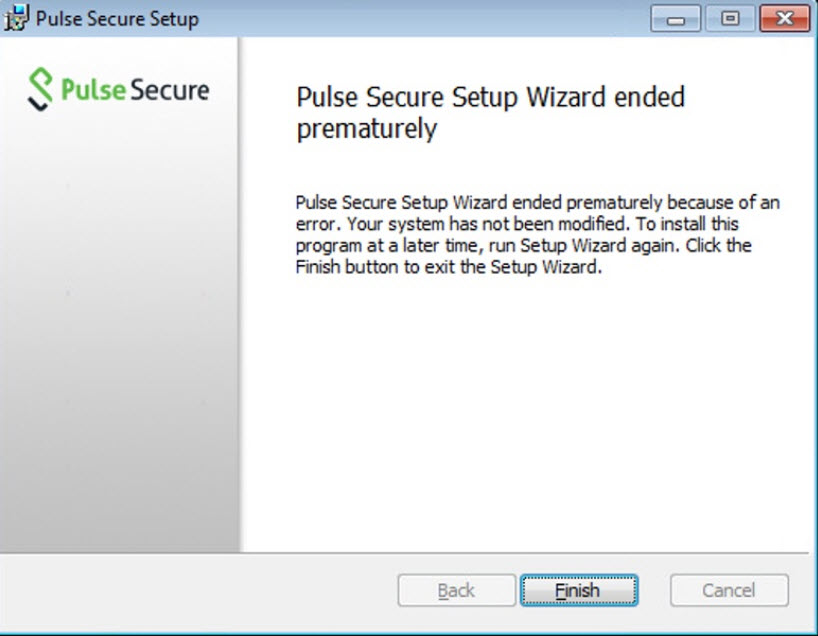 KB40933 - Pulse Secure Desktop installation fails and rolls back when ...
