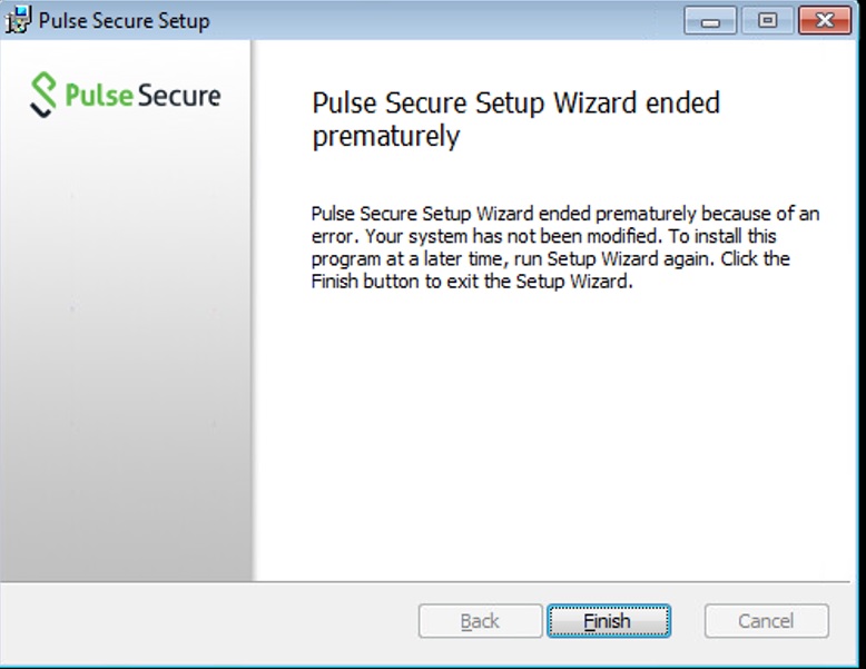 KB40851 - Pulse Secure Desktop client Installation rolls back when ...