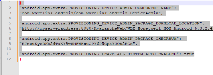 Custom QR Code Enrollment for Android 11 devices - Avalanche 6.x