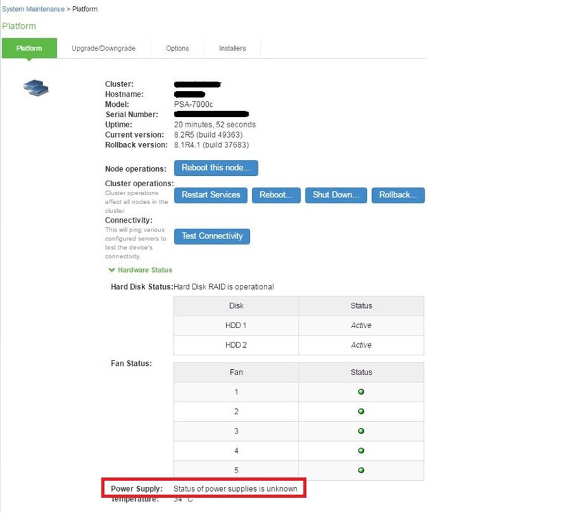 KB40450 - Power Supply status does not appear under Platform page in ...