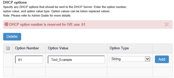 KB44986 - Unable to Configure DHCP option 61 for VPN Tunnelling