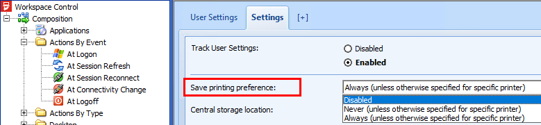 How to store Printer Settings via Ivanti Workspace Control managed printers