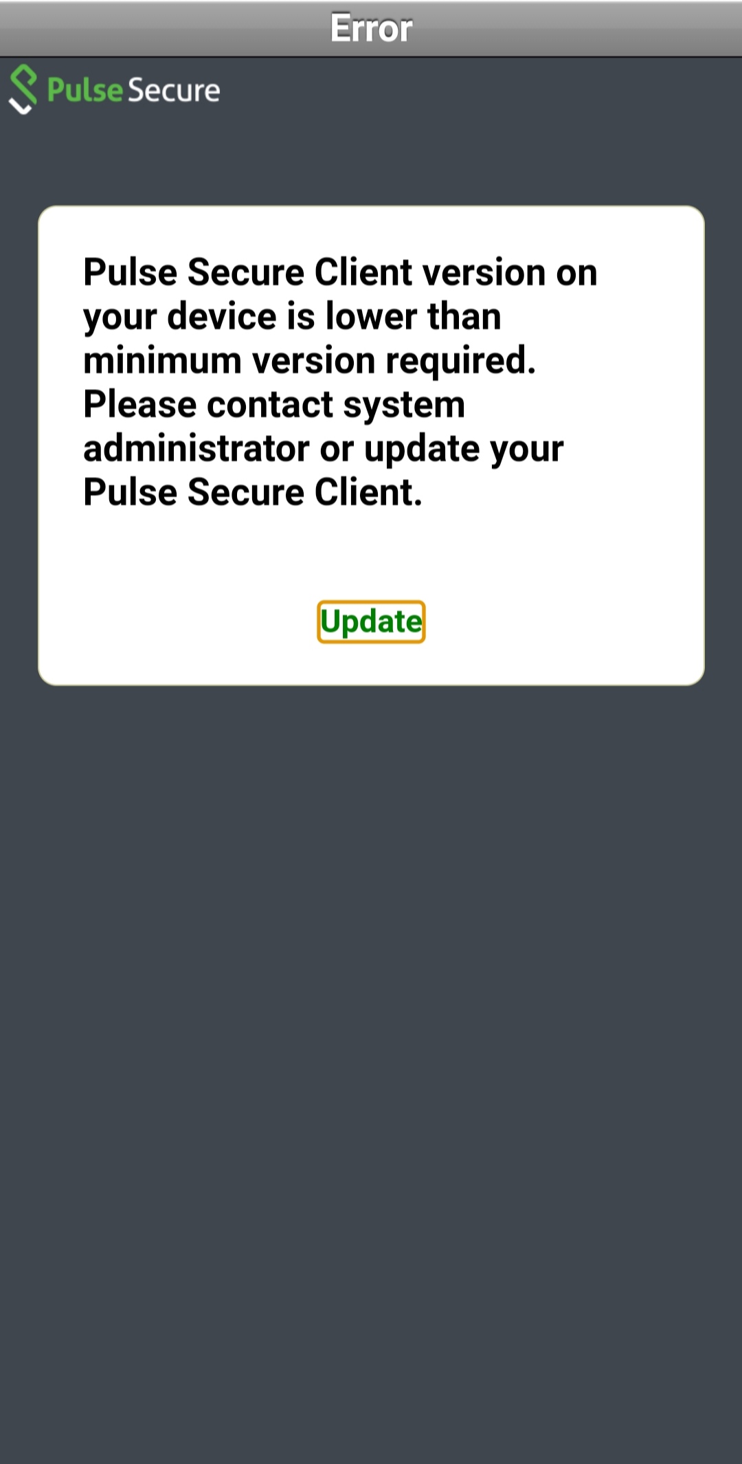 KB45378 - Ivanti Secure Access Client 22.x version (Mobile Client) fails to pass the minimum ...