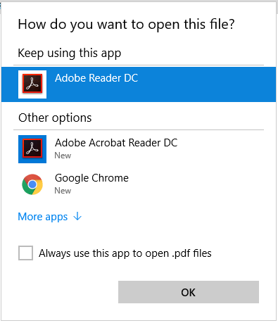 "How do you want to open this file?" popup is appearing after ...
