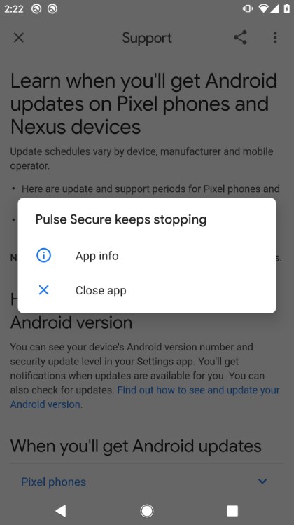 KB44299 - Removing Work Profile from Android 10 managed by Pulse Workspace from Google Pixel device