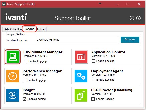 Collecting Environment Manager Logs Using the Ivanti Support Tool Kit