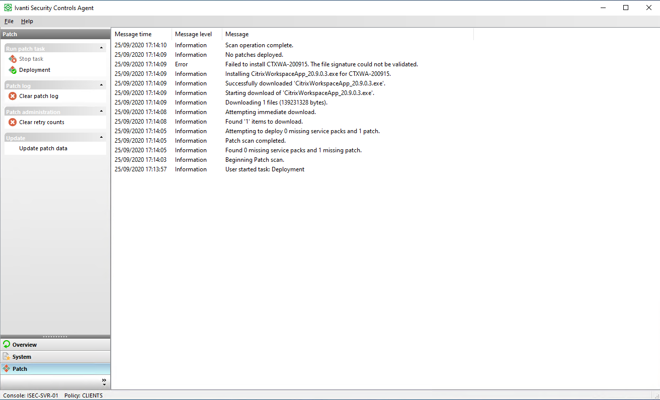 Security Controls Agent and Patches that Can Not Be Downloaded Fails ...
