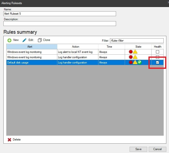 Configure and Monitor the Health Dashboard Alert Ruleset