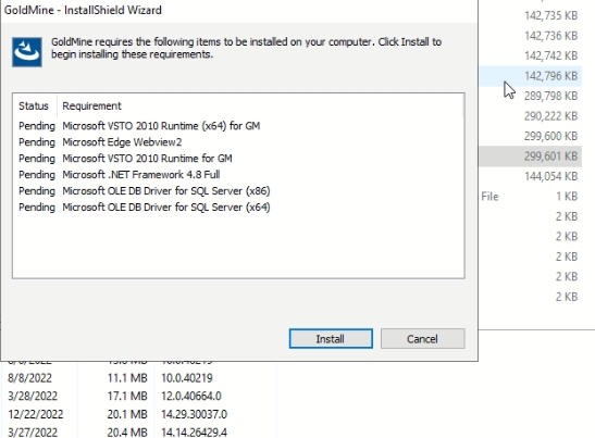 The prerequisites install dialog appears for ALL prerequisites ...