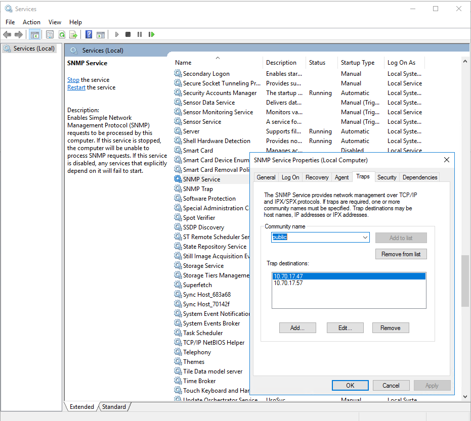 How to configure SNMP Service so that Management Center will send SNMP ...
