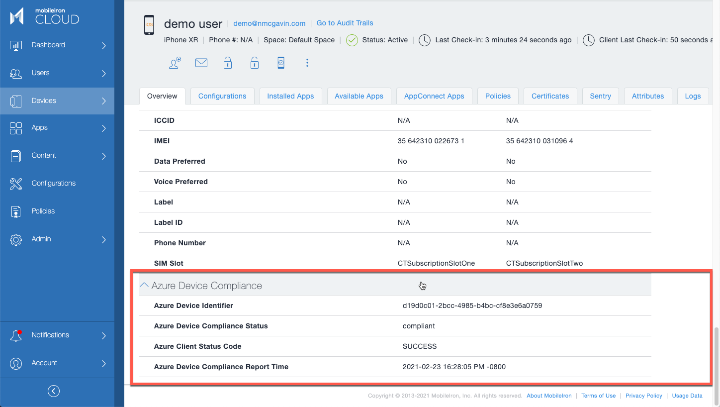 MobileIron Cloud - Azure Device Compliance for iOS and Android