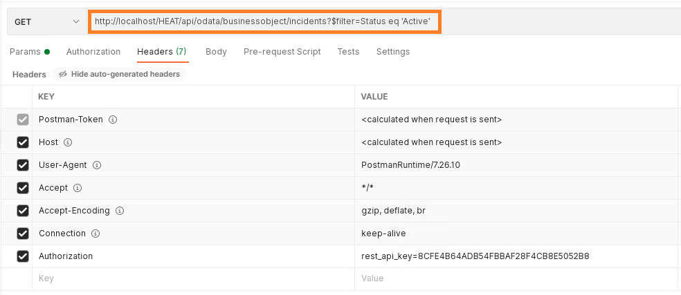 How to get business object by filter using API and Postman
