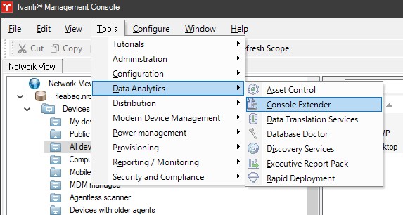 How to create a console extender to open Windows Services