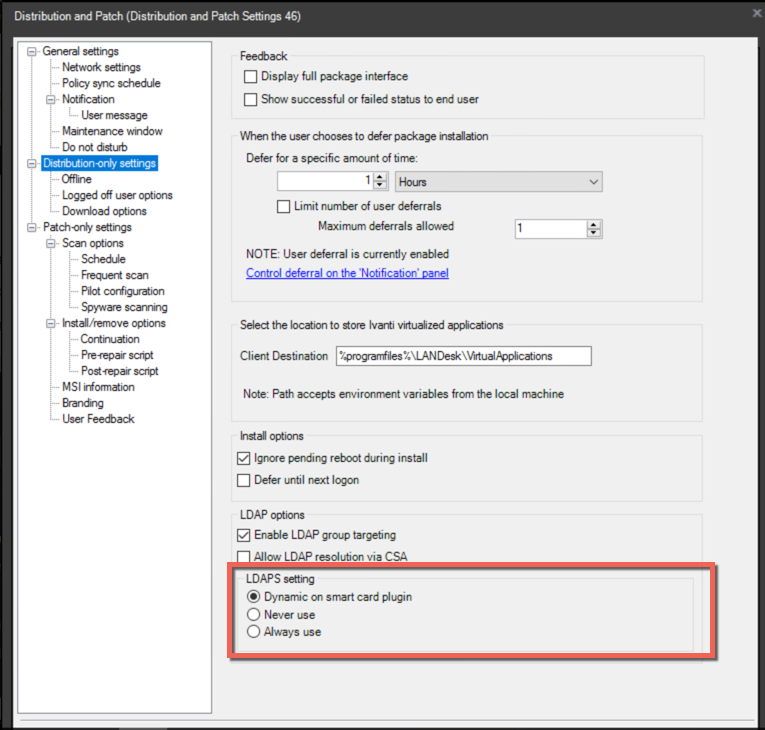 About the LDAPS EPM agent setting