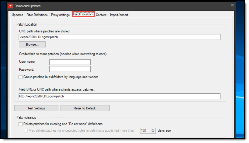 How to change the default Patch Location for Patch and Compliance Manager