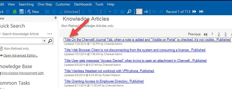 The word "Title" shows in the list view results list