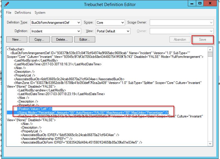 Splitter bar in portal view not displaying in form arrangement when in ...