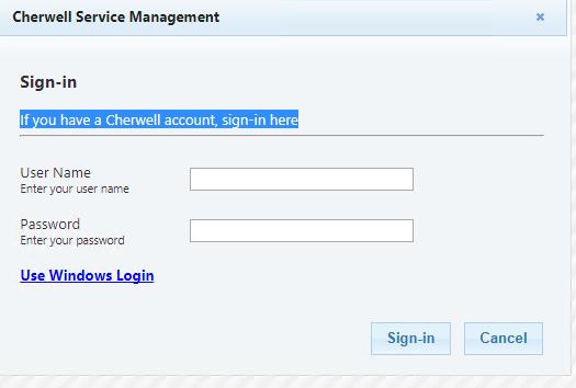 How to modify the text in the Cherwell Service Management Sign in box ...