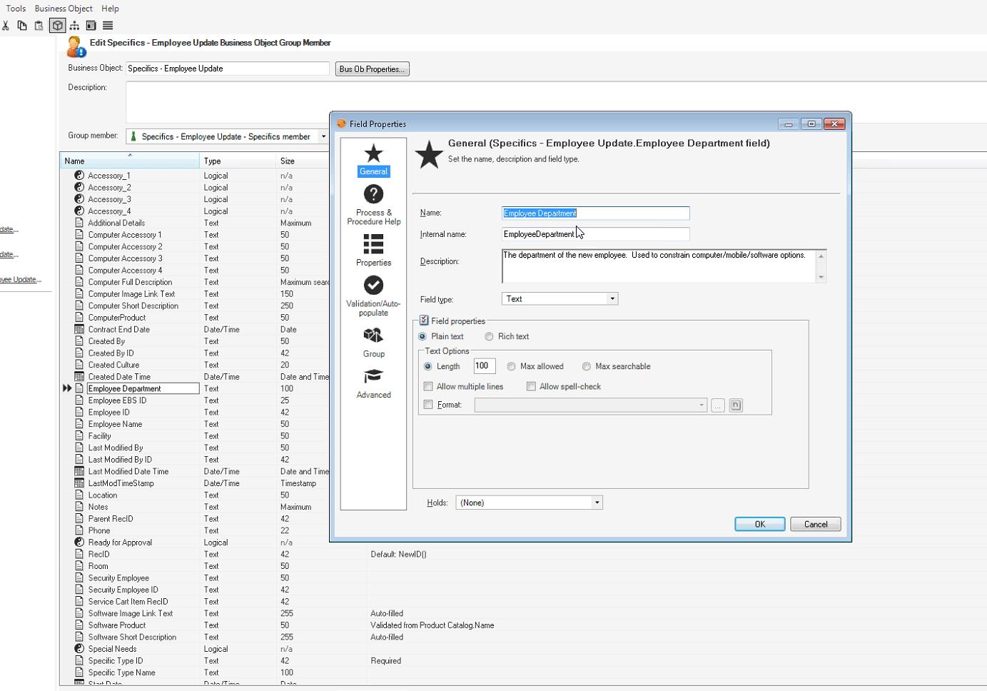 Trying to add a new Field to a Specifics form.
