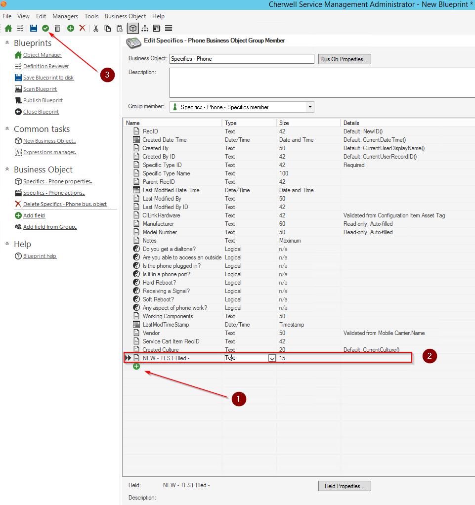 Trying to add a new Field to a Specifics form.
