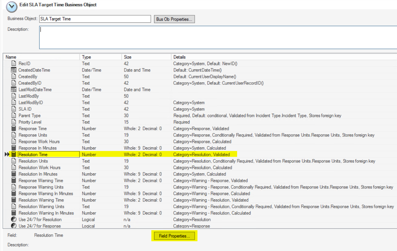 SLA Resolution Time will not accept numbers over 99