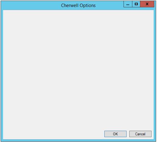 Outlook Plugin Cherwell Options configuration screen is blank