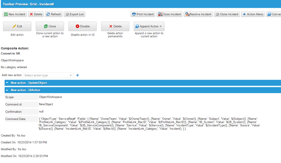 How can I convert an incident to a service request and display newly ...