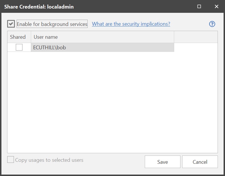 How to: Share Credentials between users