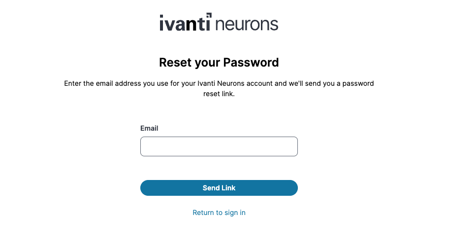 How to reset tenant password in Ivanti Neurons