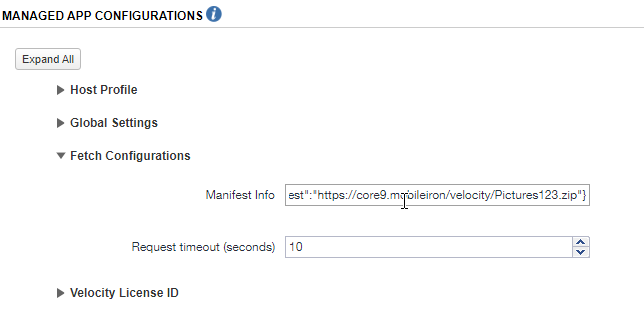 MobileIron Core Managed App Configurations for Velocity on iOS
