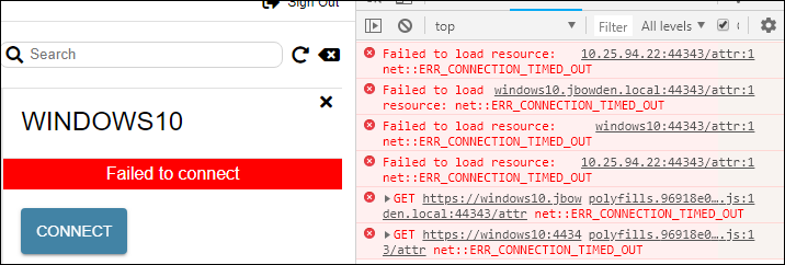 Remote Control WS Error - Failed to Connect