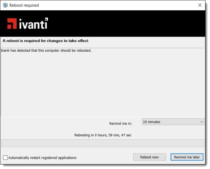 Ivanti Agent May Continually Prompt to Reboot
