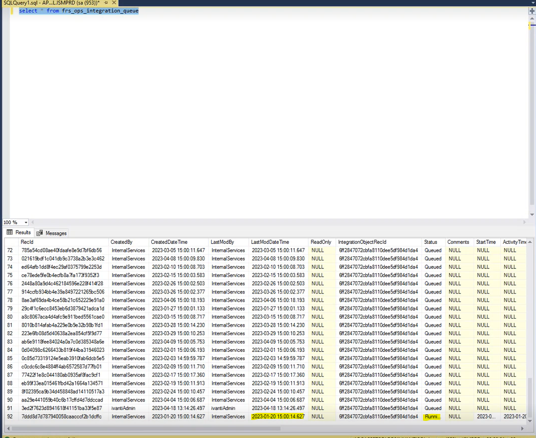 EPM Integration Queue Stuck with 'Running' Status