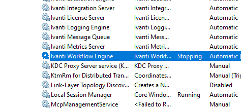 Service Stuck on Stopping/Starting Status