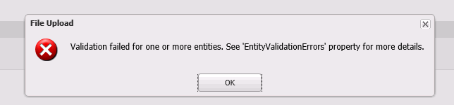 An import of a license file fails with the error "Validation failed for one or more entities ...