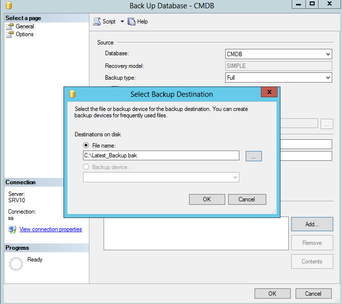 How to create an SQL DB backup