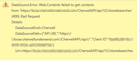 PowerBi - Error When Running Reports “Datasource.error: Web.contents Failled to Get Contents”