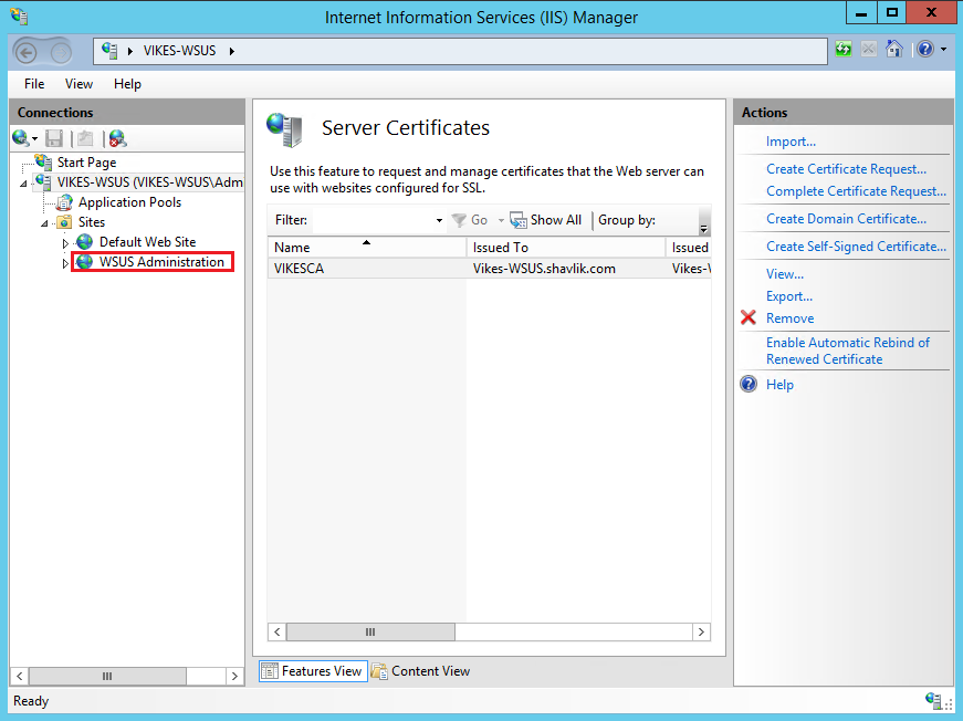 How To Configure Iis To Use Ssl Connections On Your Wsus Server Self Signed Certificate