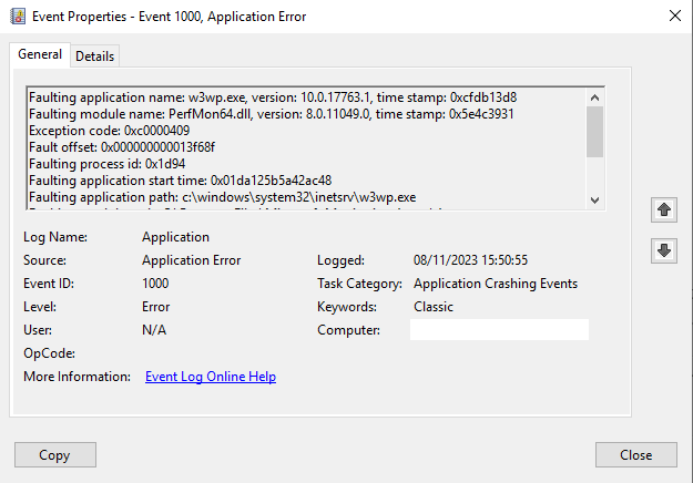 AppSense.ServerConfiguration Application Pool Crashes When Microsoft Monitoring Agent Is Installed