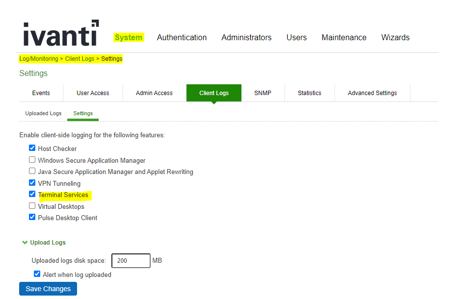List of the logs and the steps to collect them for the Terminal ...