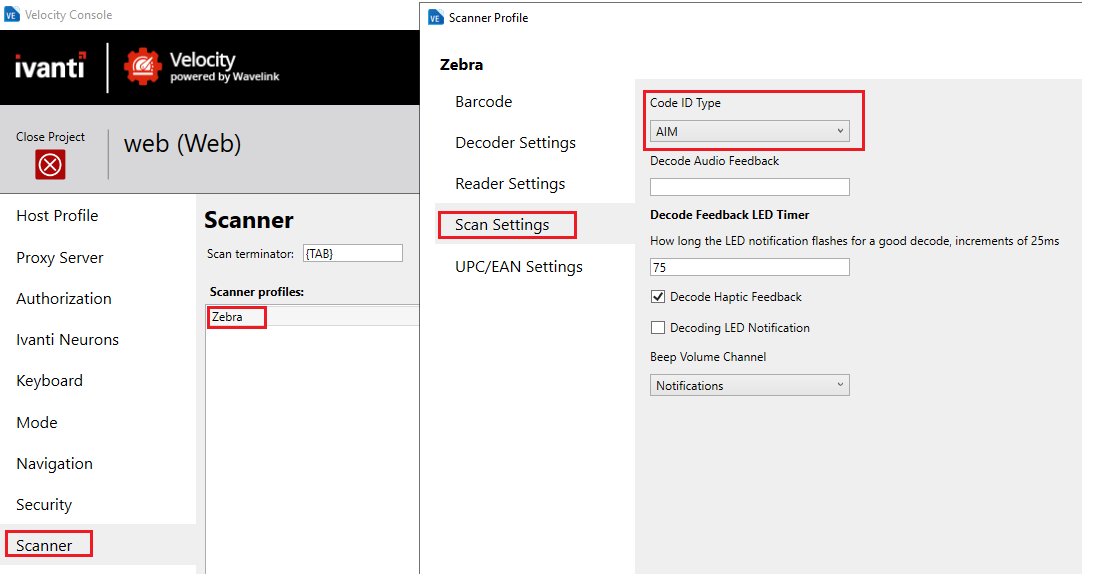 How To Enable "AIM" Code ID Type For Zebra EAN128 Symbol Barcode Only