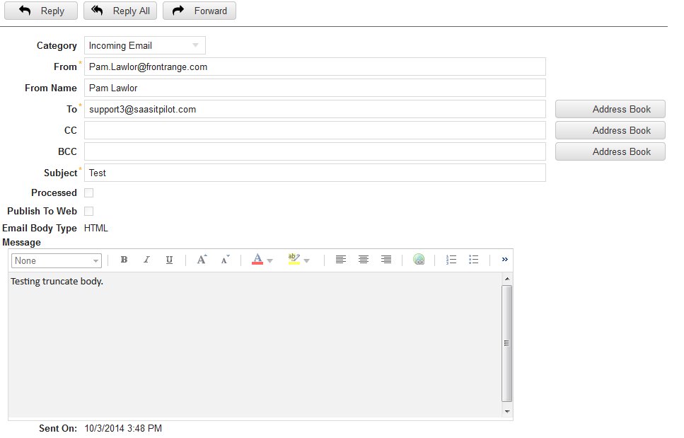 How Does the Truncate Body Tab Work in the Email Configuration?
