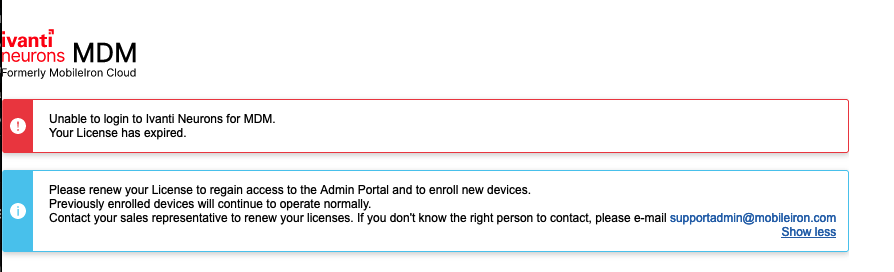 N-MDM: Your License Has Expired