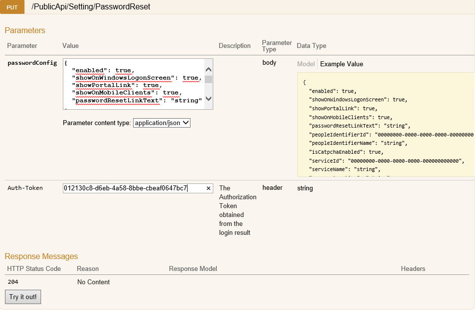 HOWTO: Ivanti Identity Director Swagger: Set or Change Password Reset settings
