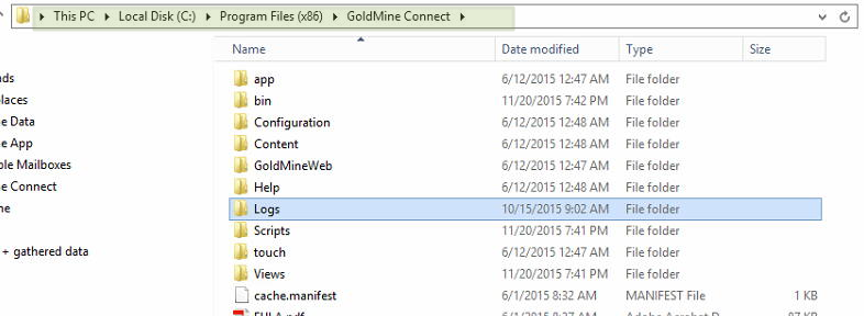 How to gather GoldMine Connect Log files?