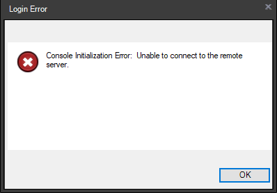 Console Initialization Error: Unable to Connect to the Remote Server