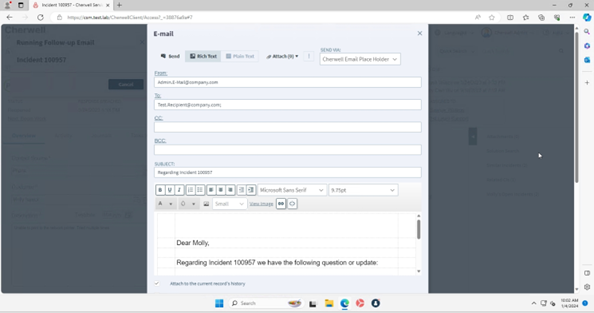 Browser Client - Maximizing Send Email Window from a One-Step causes ...